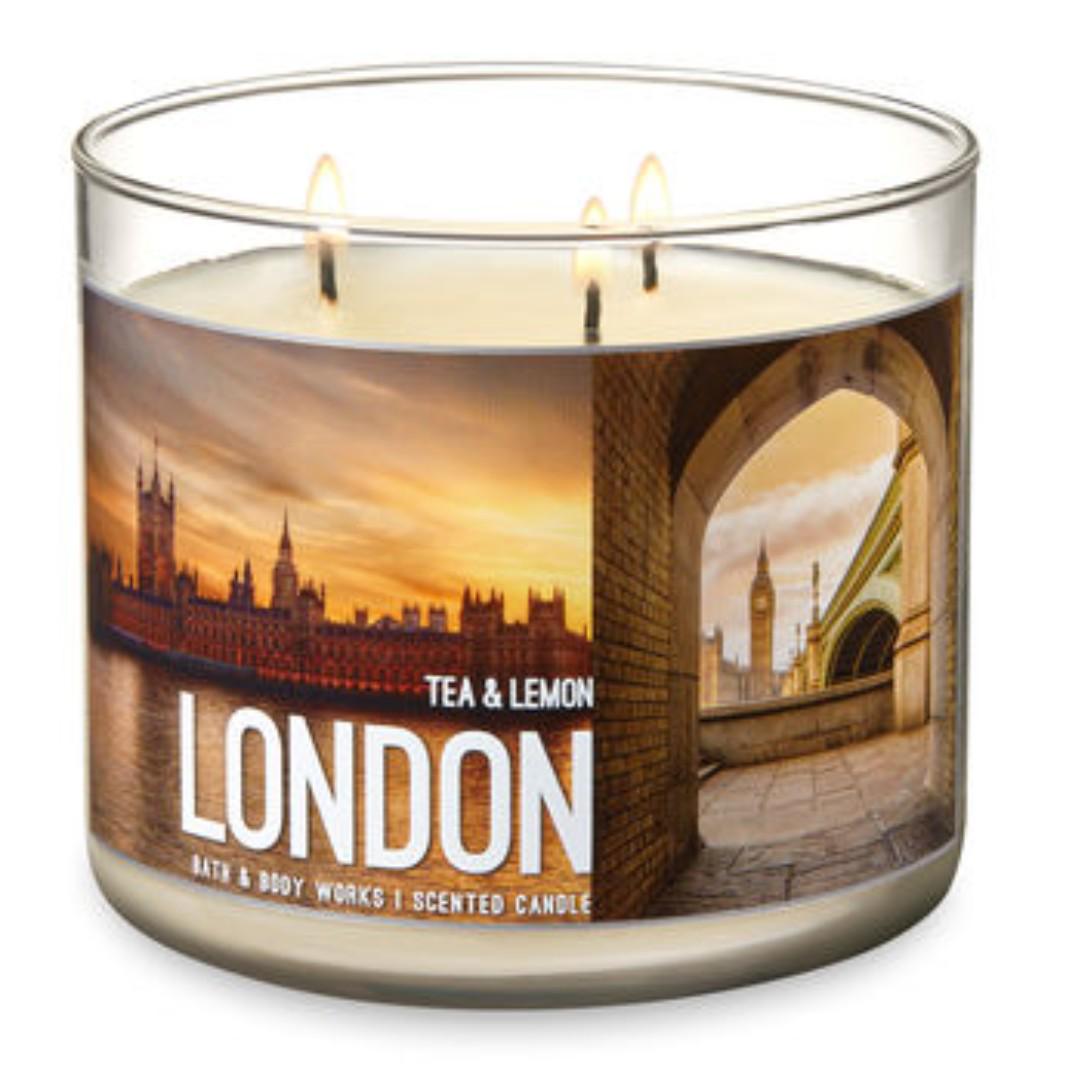 BN Bath & Body Works LONDON TEA & LEMON 3-Wick Candle, Furniture & Home ...