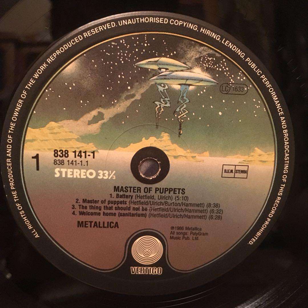 METALLICA Master Of Puppets LP 1986, 興趣及遊戲, 收藏品及紀念品, 明星周邊 - Carousell