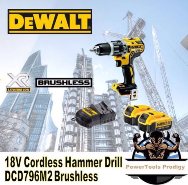 [NEW] DEWALT XR BRUSHLESS 18V CORDLESS HAMMER DRILL DCD796M2, Furniture ...