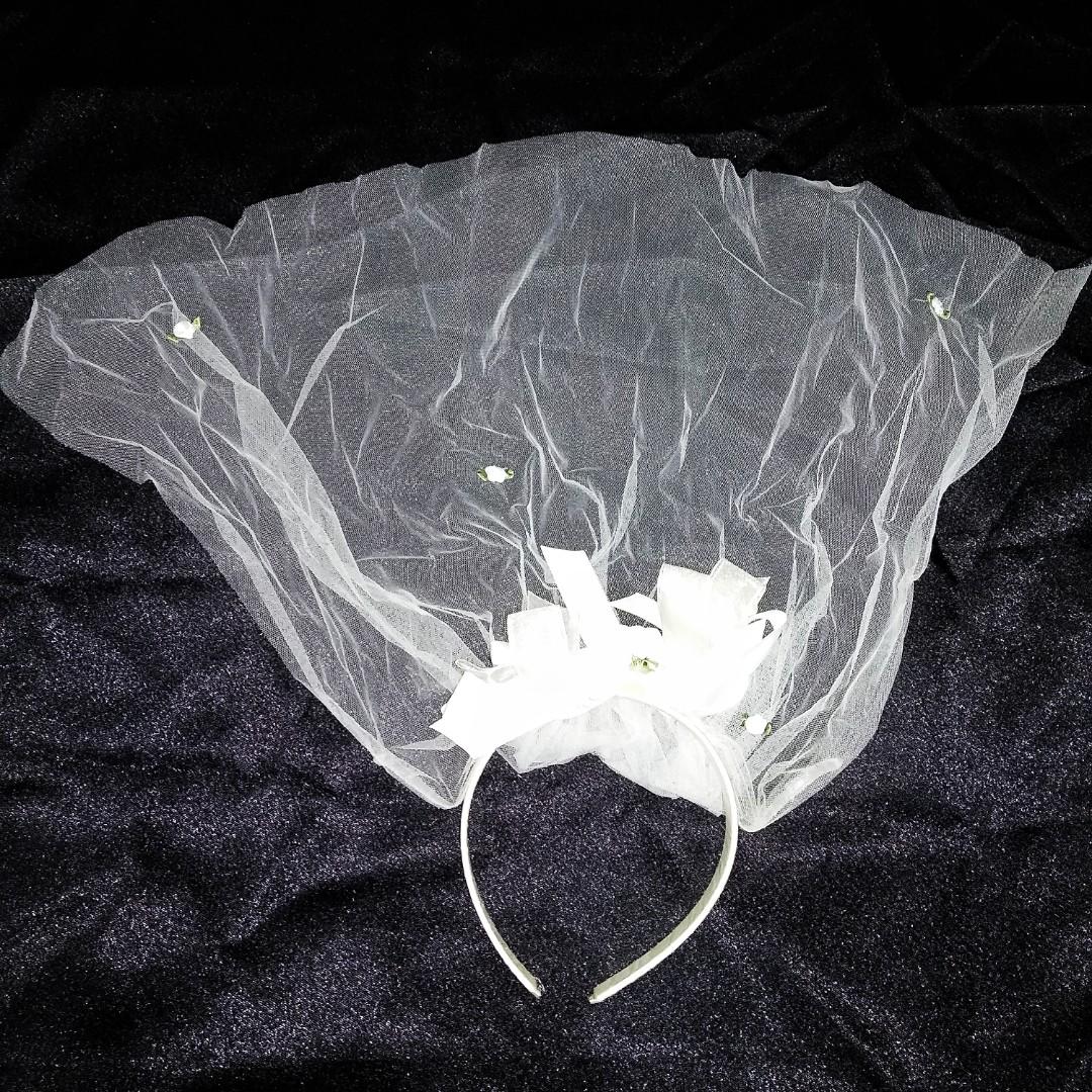 Bandana Bando Princess Putri Ekor Panjang Bunga Renda Veil White Putih ...