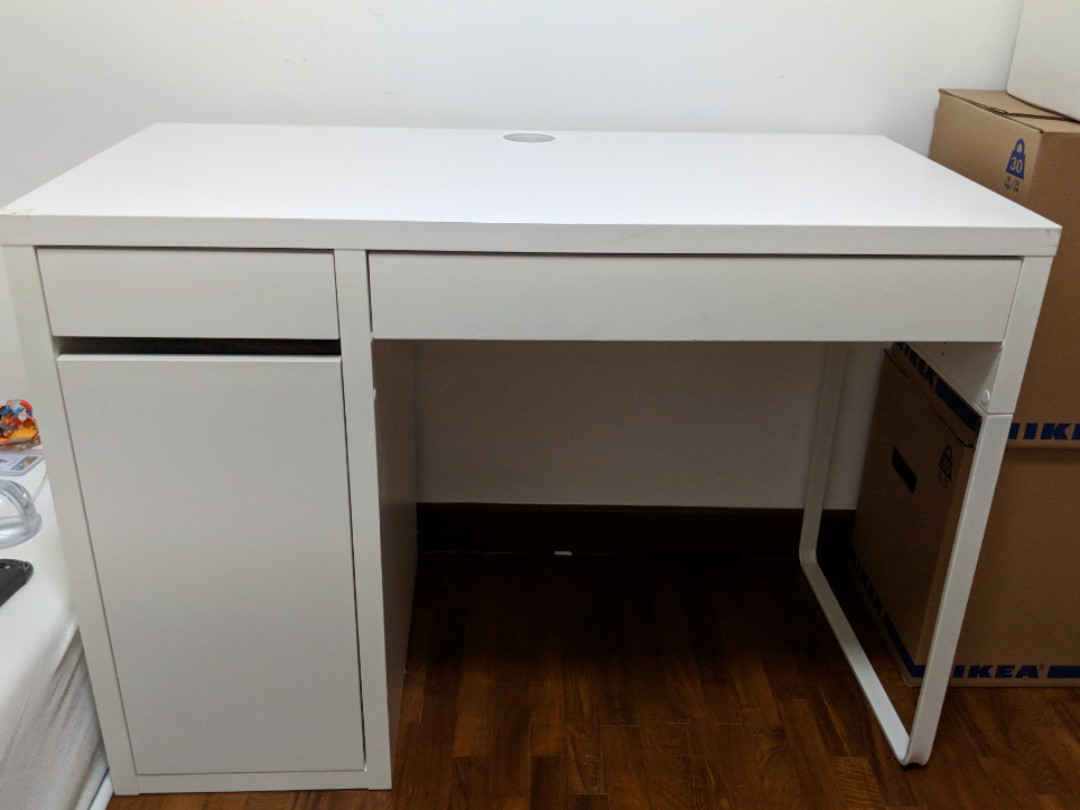 Small desk white (Ikea micke), Furniture & Home Living, Furniture ...