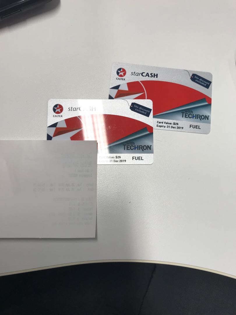 Starcash Caltex card $25 * 2 pc, Tickets & Vouchers, Vouchers on Carousell