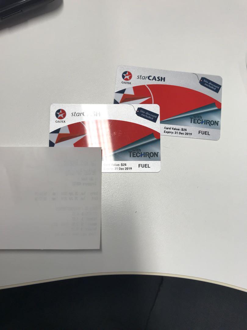 Starcash Caltex card $25 * 2 pc, Tickets & Vouchers, Vouchers on Carousell