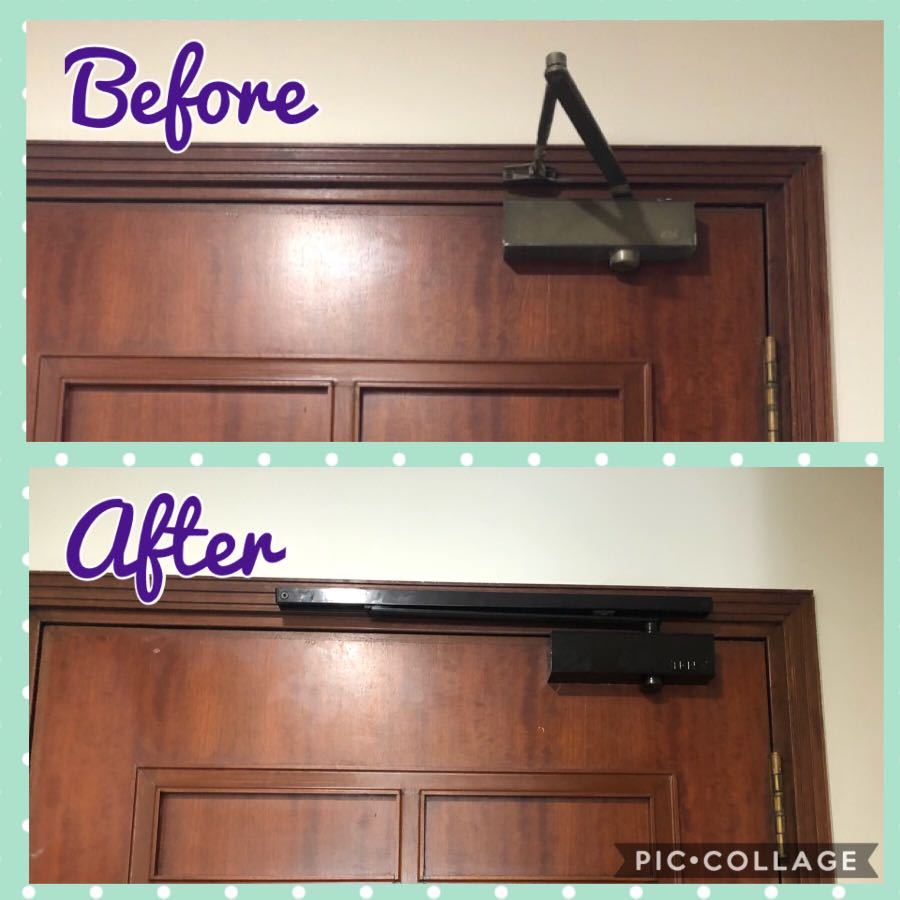 Exposed door closer with slide arm, Furniture & Home Living, Furniture ...