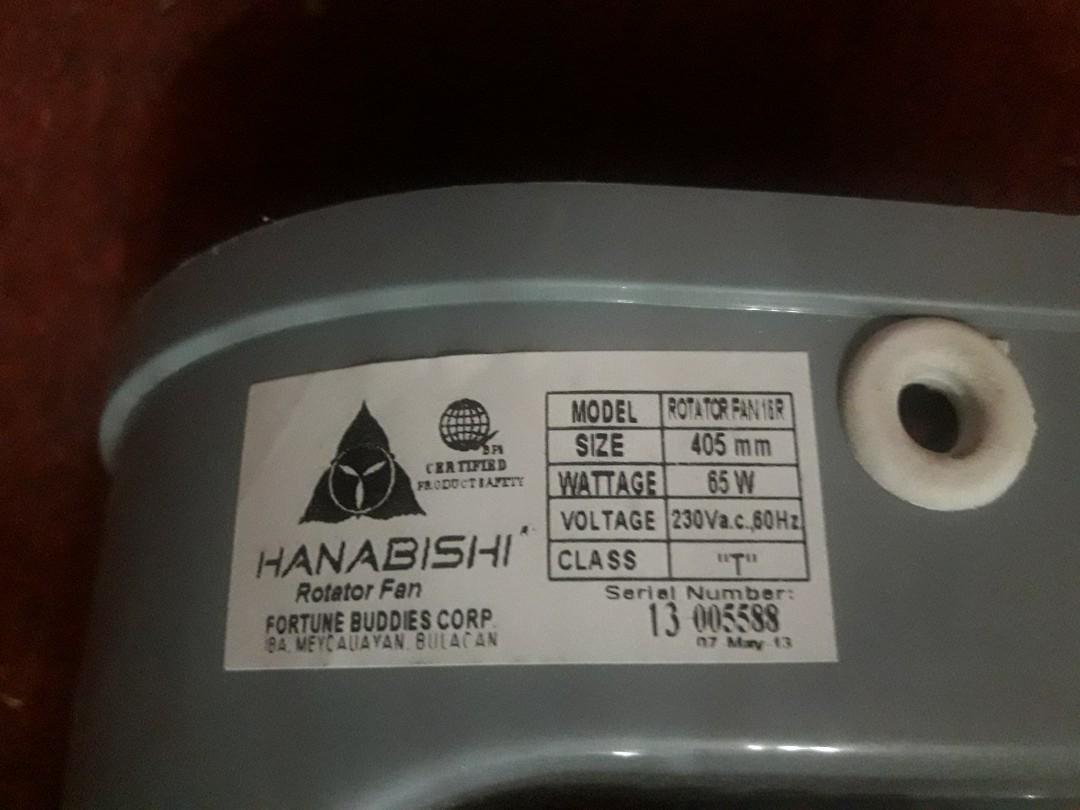 Hanabishi Rotator Fan, TV & Home Appliances, Kitchen Appliances, Other ...