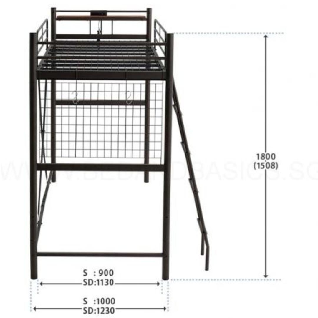 Linie Japanese Metal Loft Bed - Ladder (Semi Double JP Size), Furniture ...