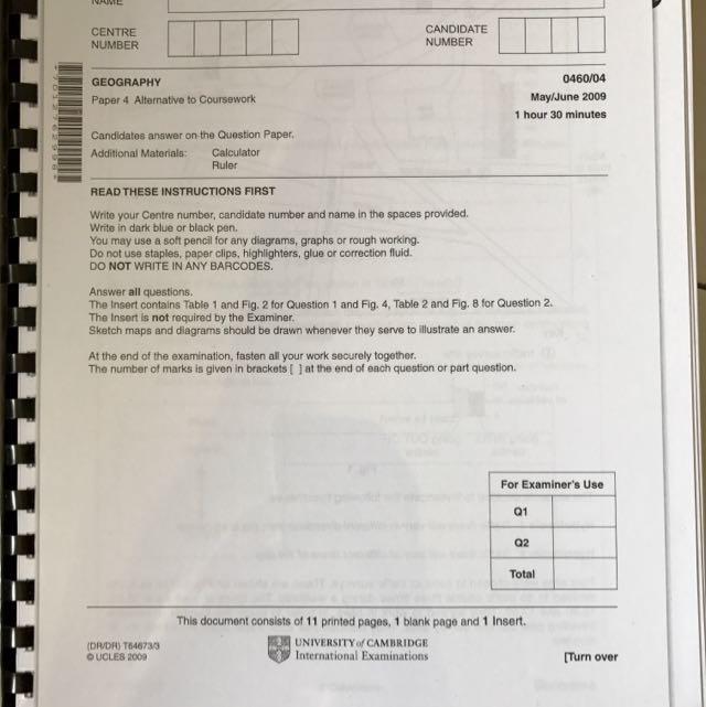 NEW IGCSE Geography Past Year Papers Set (Question Paper + Mark Scheme ...