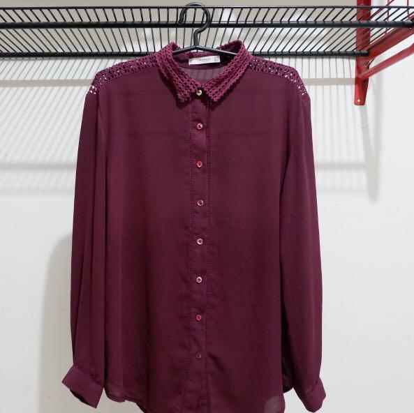 Mango deep purple top, Women's Fashion, Tops, Blouses on Carousell