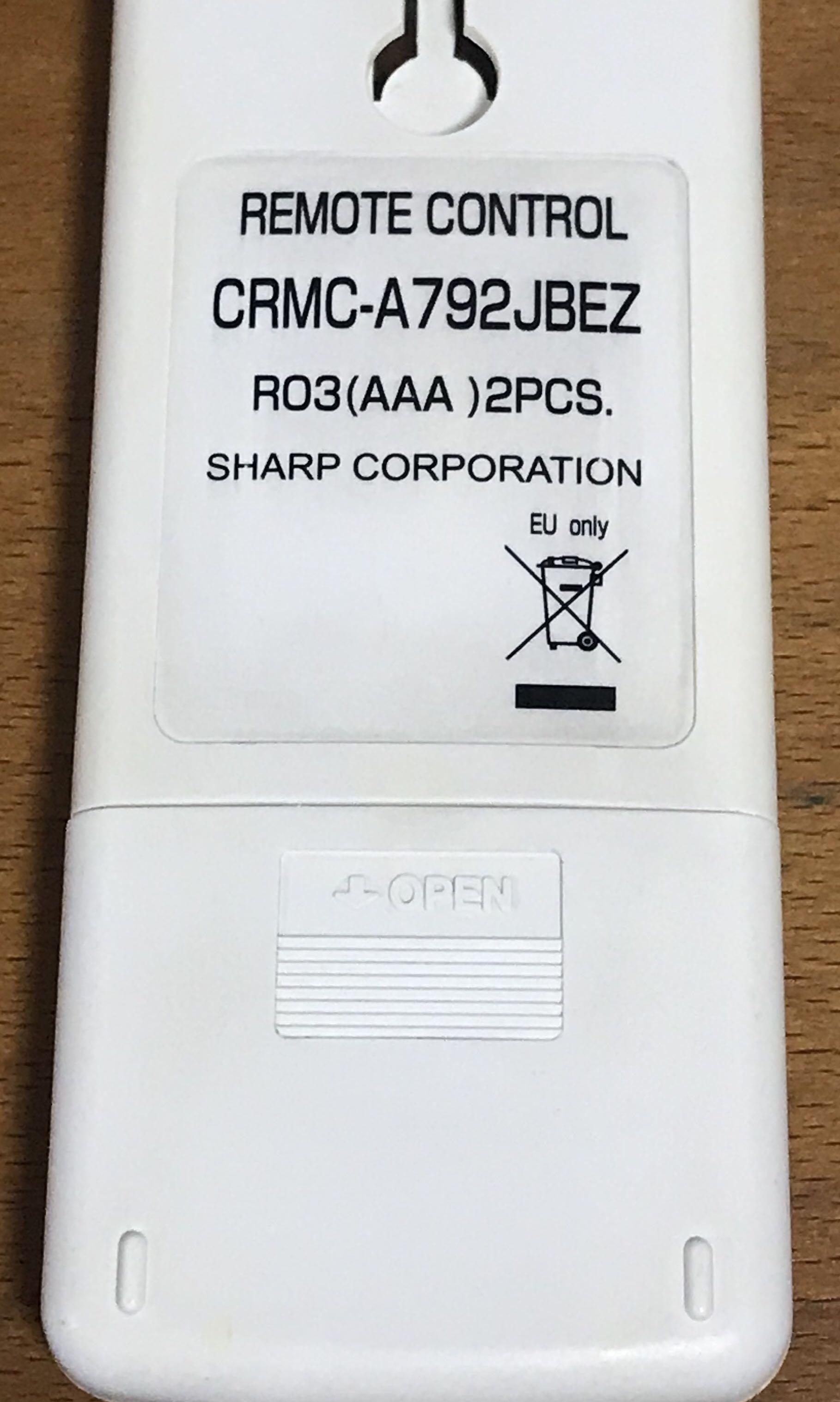 Sharp Air Conditioner Remote Control Model Number CRMC-A792JBEZ (New ...