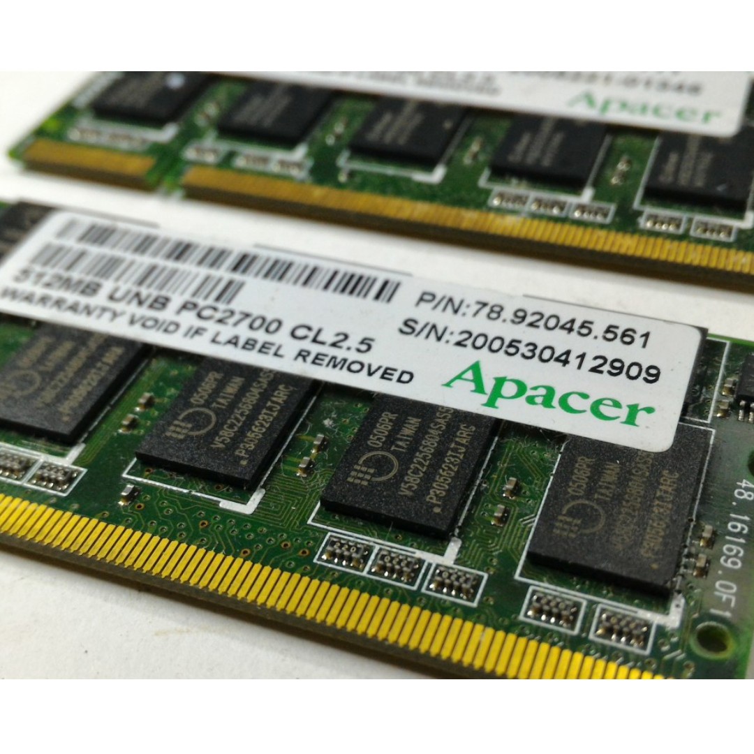 Apacer original DDR1 512mb laptop notebook ram, Computers & Tech, Parts ...
