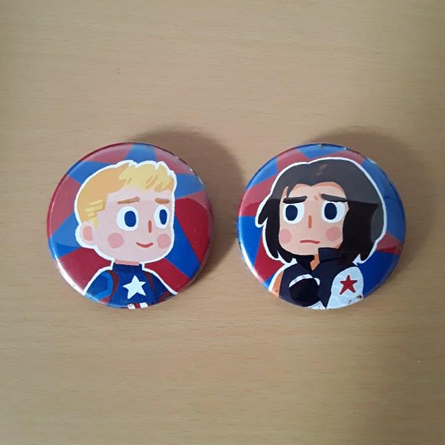MCU Steve and Bucky doujin/fanmade can badge set (with FREE normal ...