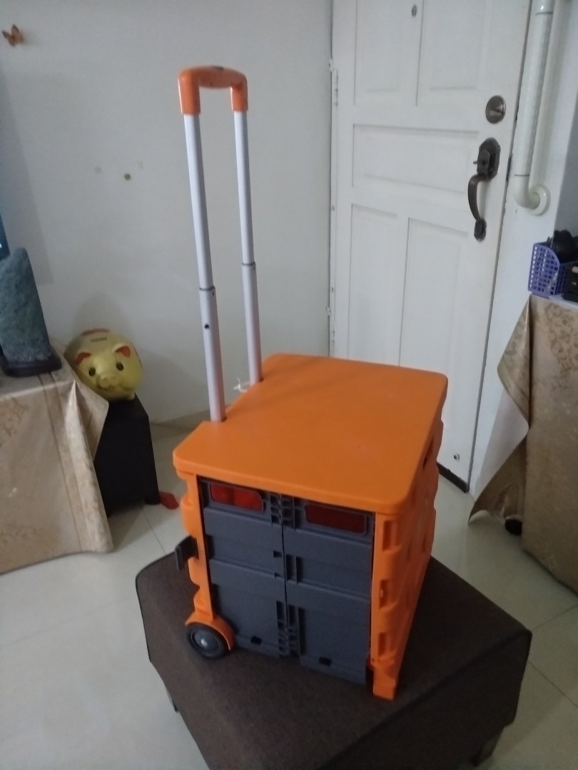 Foldable two wheel trolley box (new), Furniture & Home Living, Home ...