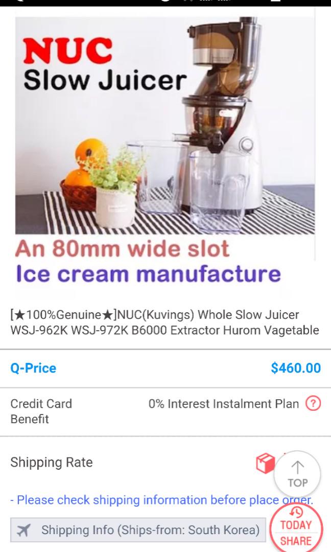 NUC Whole Slow Juicer, TV & Home Appliances, Kitchen Appliances ...