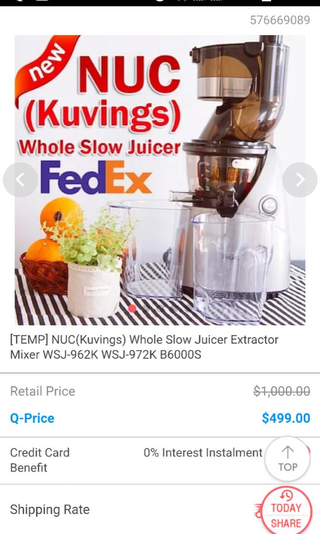 NUC Whole Slow Juicer, TV & Home Appliances, Kitchen Appliances ...