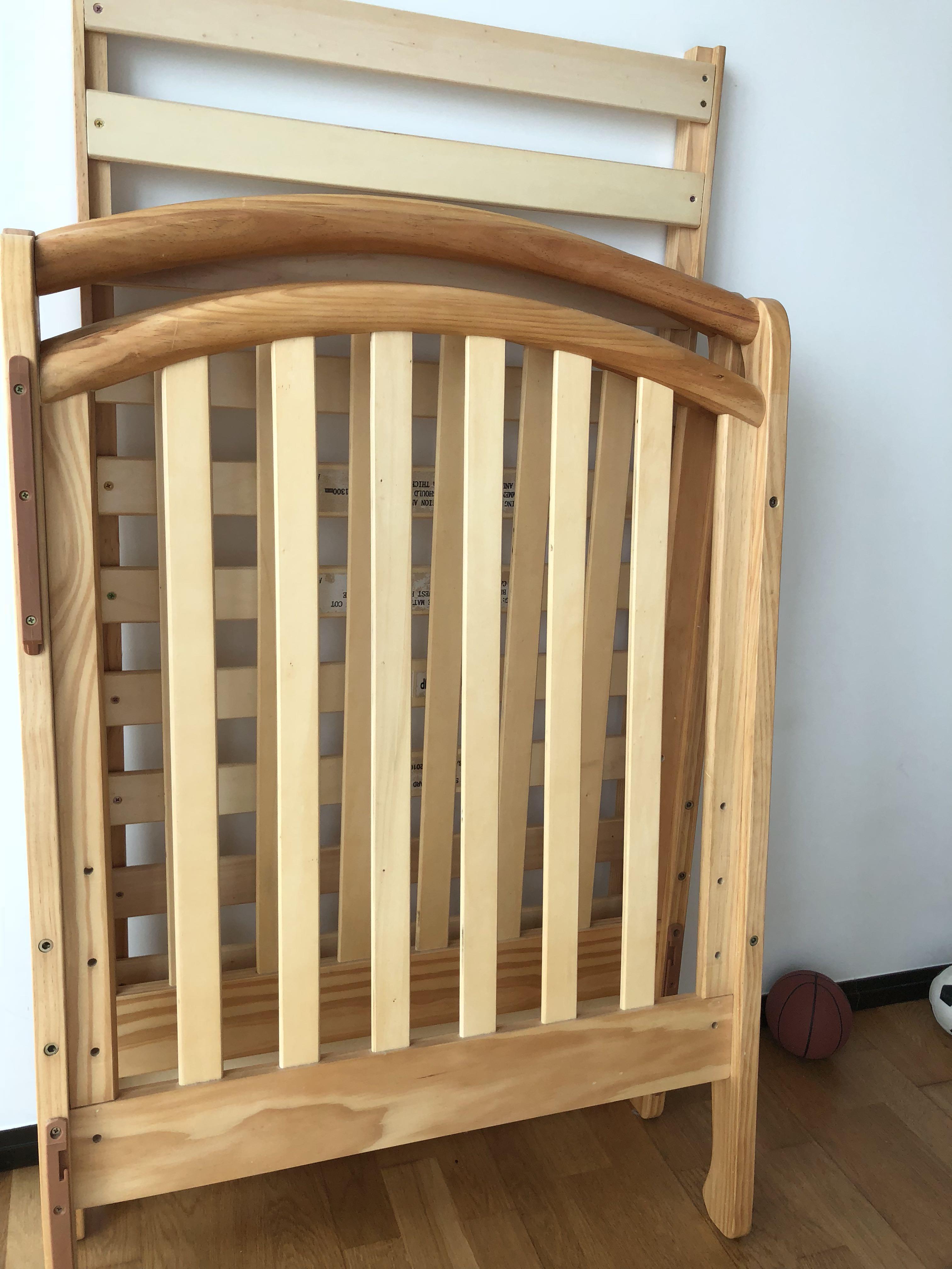 Pine wood baby cot(original $450) , Babies & Kids, Baby Nursery & Kids Furniture, Cots & Cribs ...