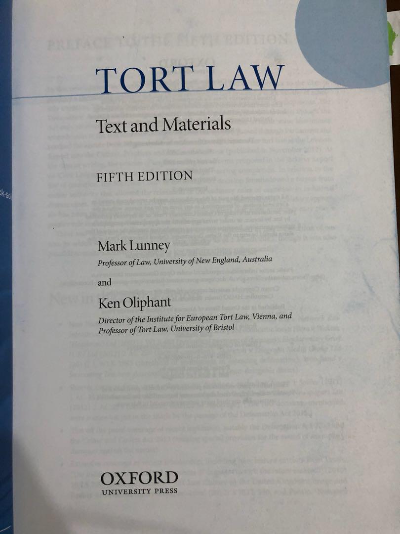Tort Law - Texts & Materials - fifth edition, Hobbies & Toys, Books ...