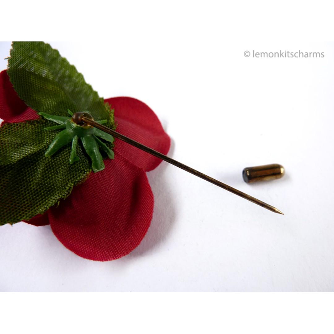 Vintage Red Rose Stick Pin, 1970s sp33-c, Women's Fashion, Jewelry ...