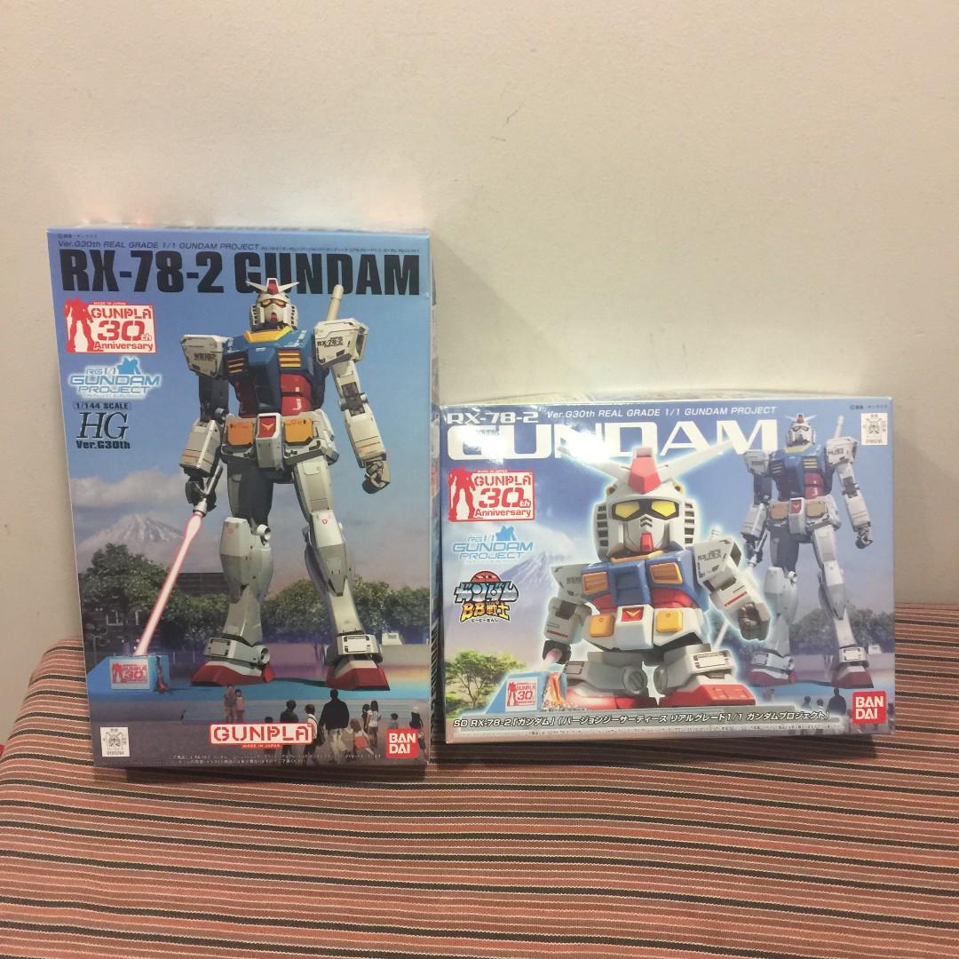 HG 1/144 and SD BB RX-78-2 Gundam G30th Real Grade 1/1 Gundam Project Set, Hobbies & Toys, Toys ...