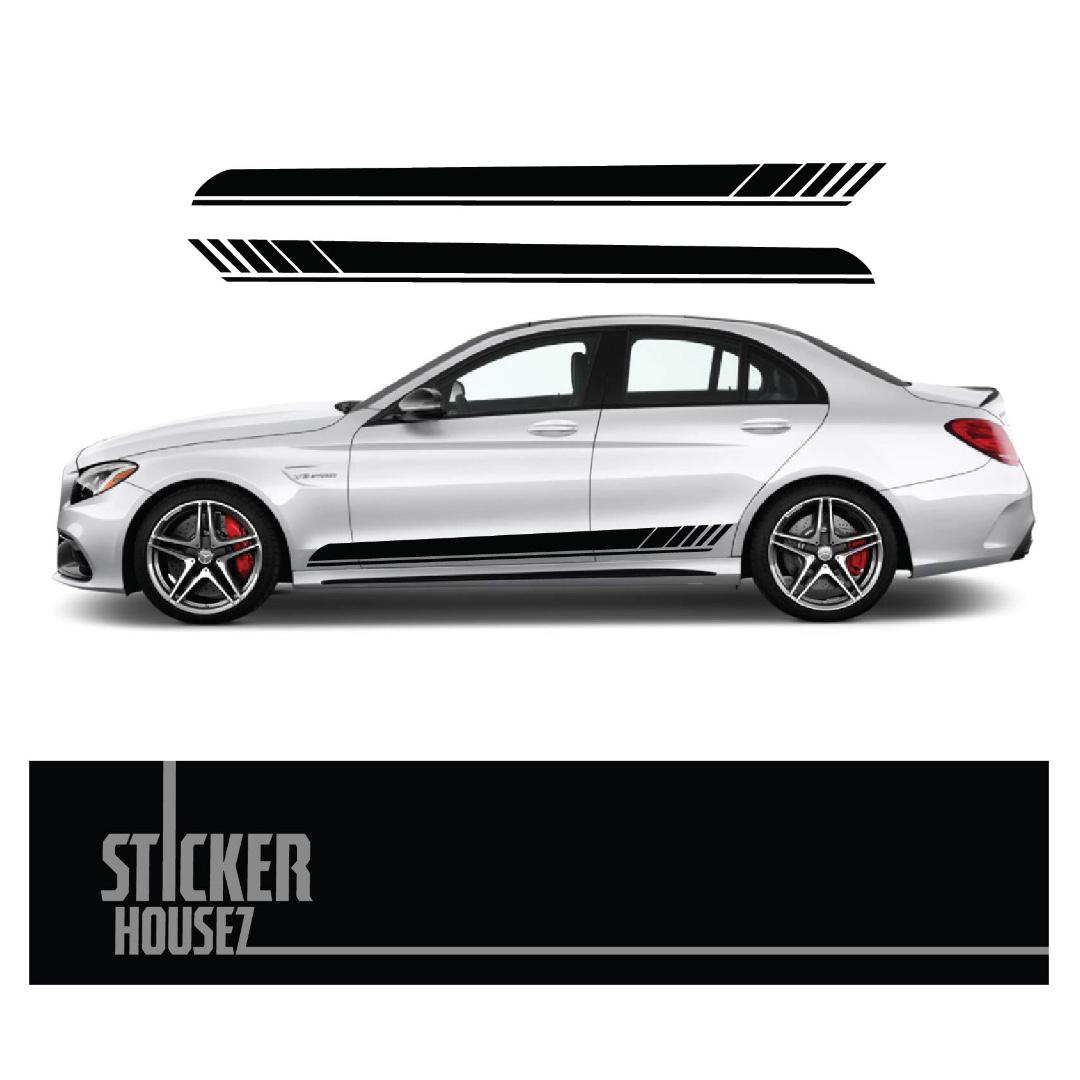 Mercedes side stripes 2 design vinyl car wrap sticker, Car Accessories ...