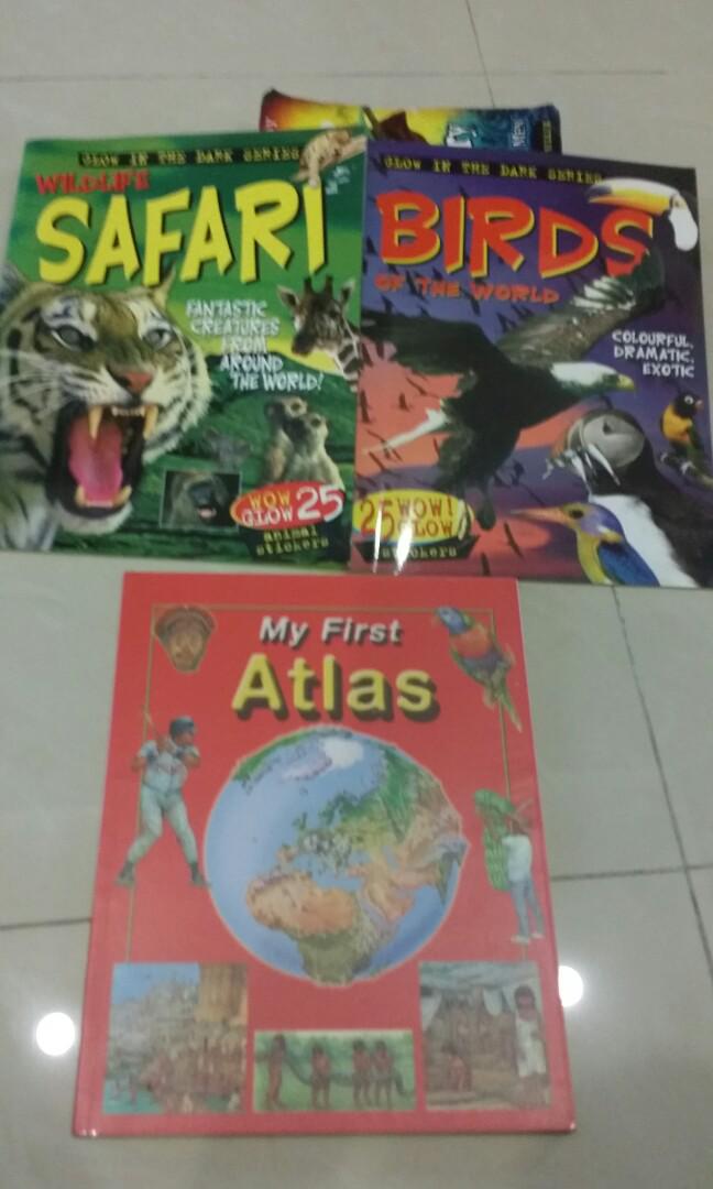 3 Books-1st Atlas,Wild Safari and Birds of the world (Stickers ...