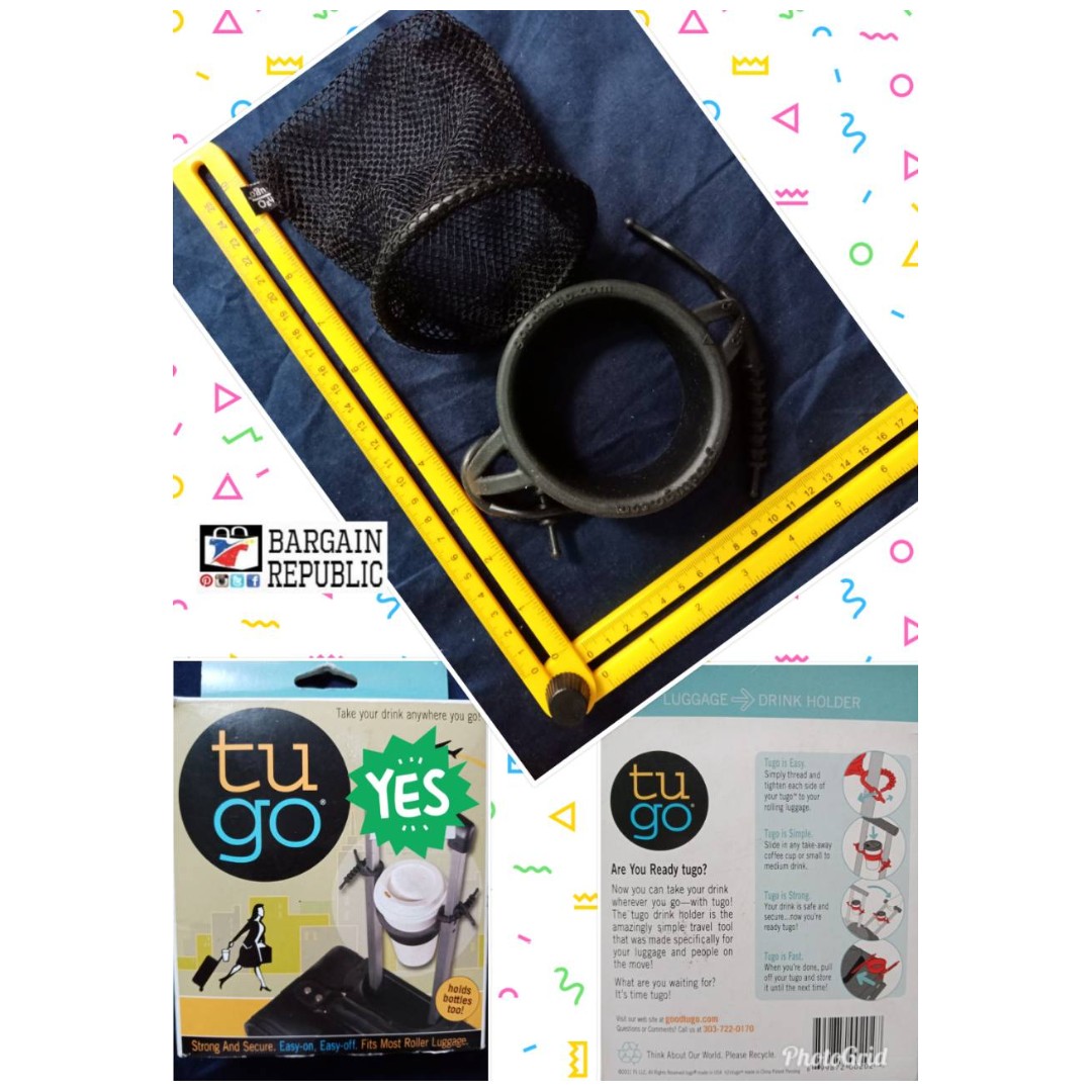 TUGO Luggage Drink Holder Hands Free Suitcase Mounted No Spill Drink Holder Rubber Material ...