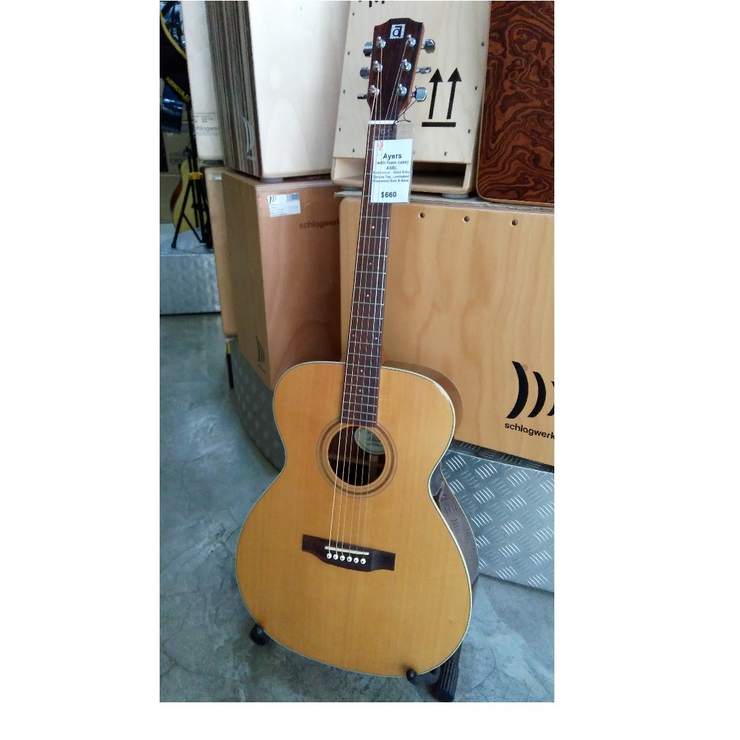 Ayers-Solid Top Acoustic Guitar w/bag (ASRL), Hobbies & Toys, Music ...