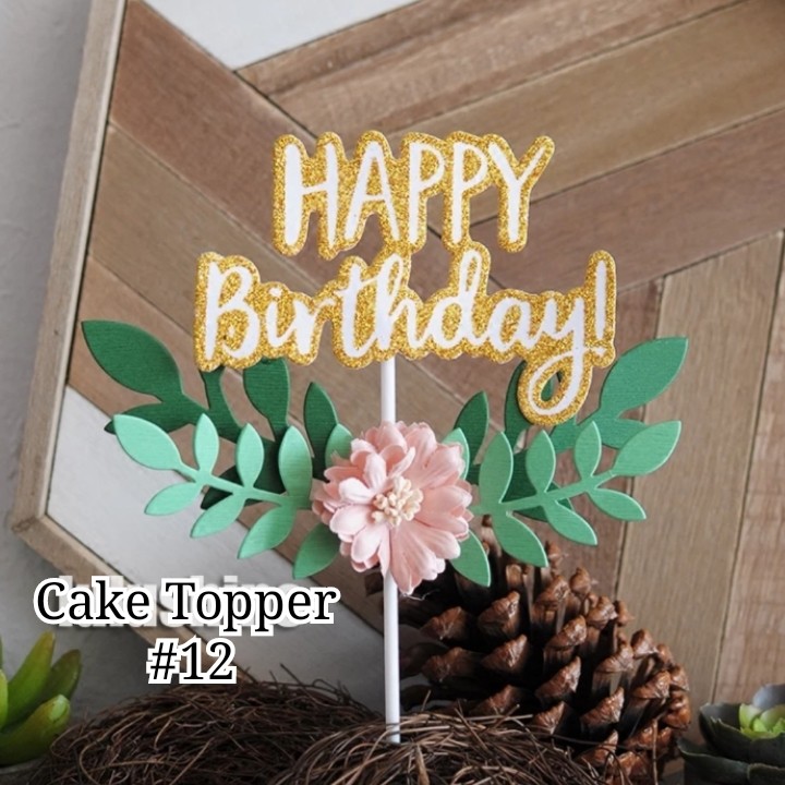 Glitter Cake Topper-Happy Birthday #12, Hobbies & Toys, Stationery ...