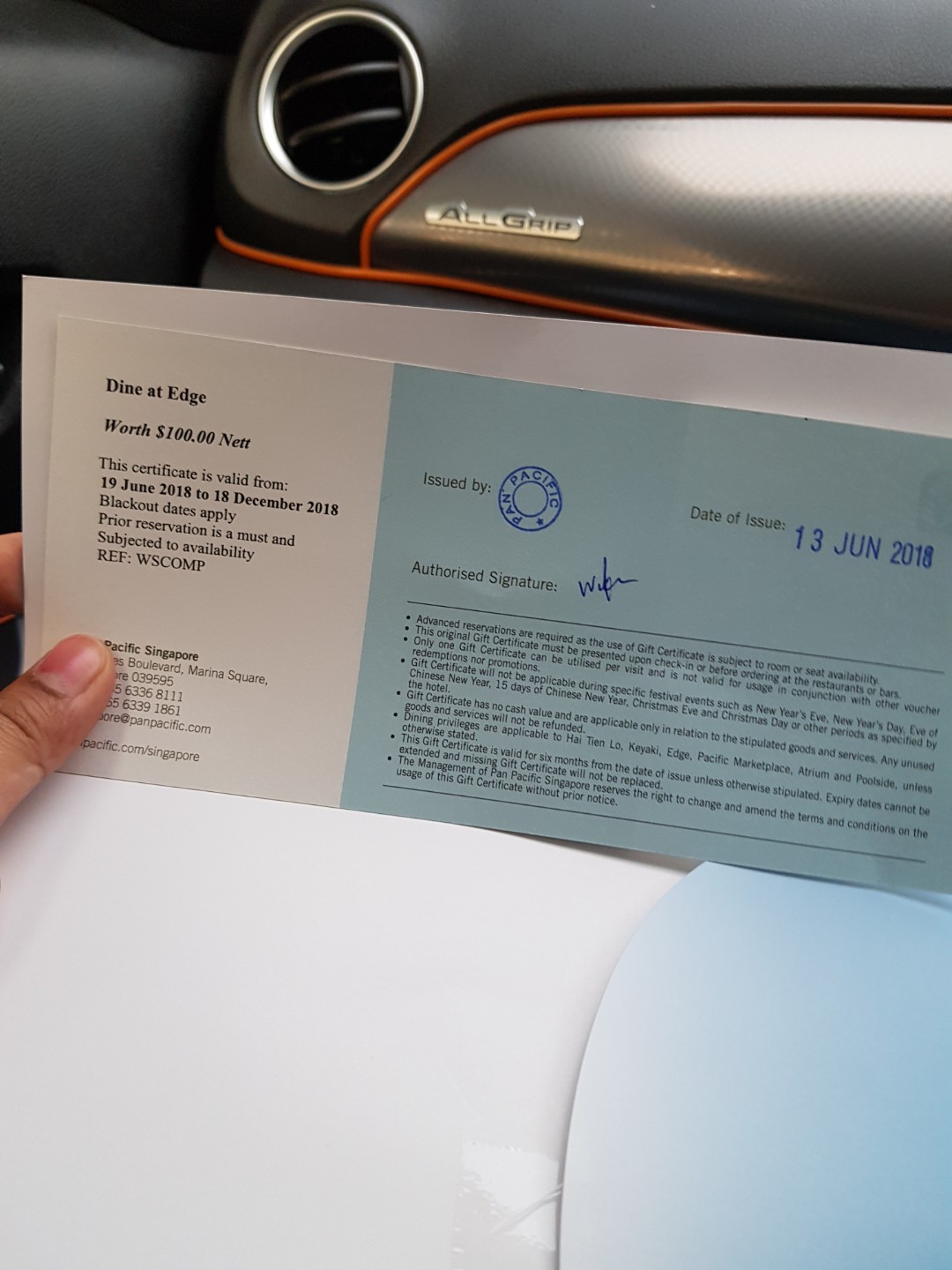 Dining voucher at Edge Pan Pacific, Tickets & Vouchers, Vouchers on ...
