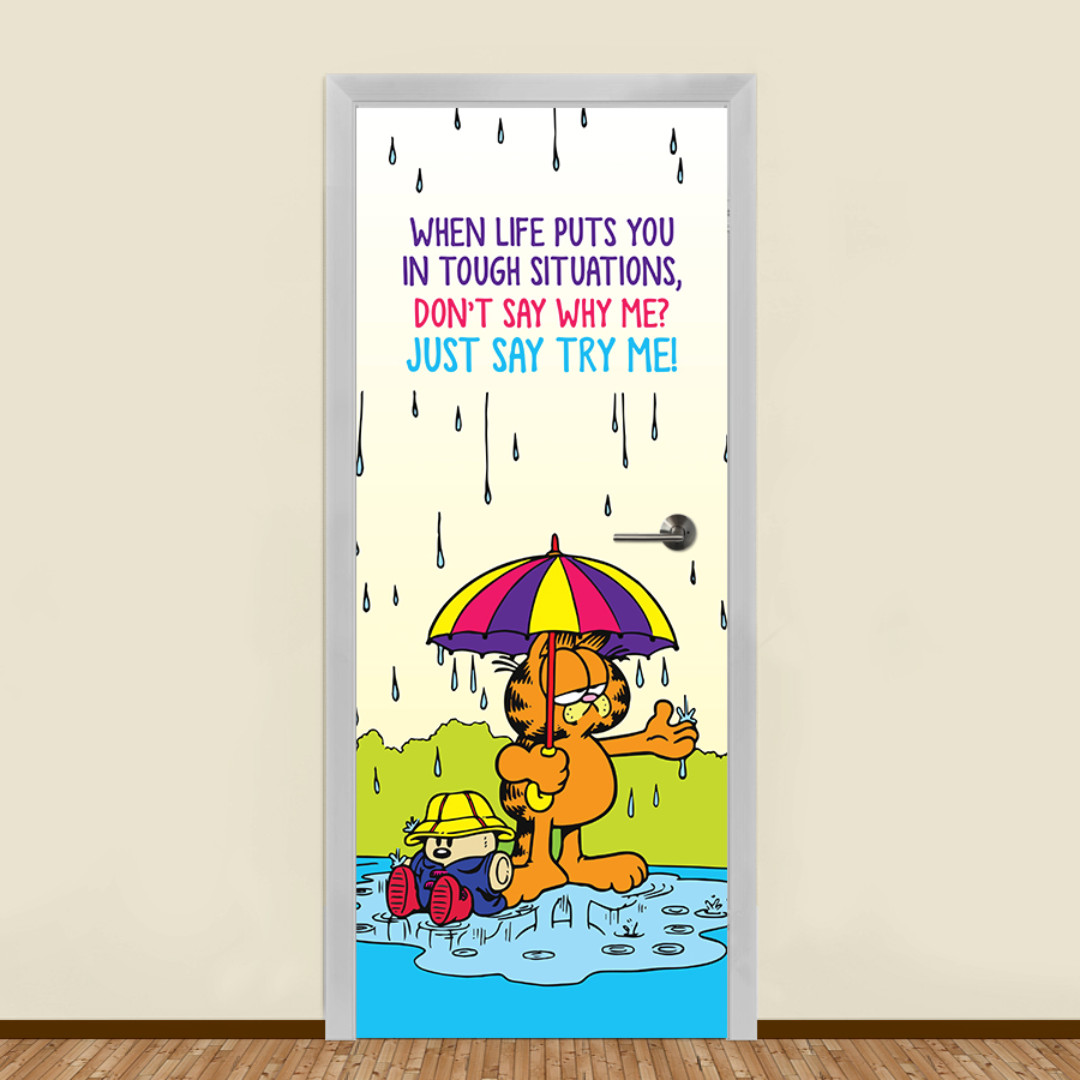 GARFIELD IN THE RAIN RESIDENTIAL DOOR ART BOMB SHELTER STICKER ...