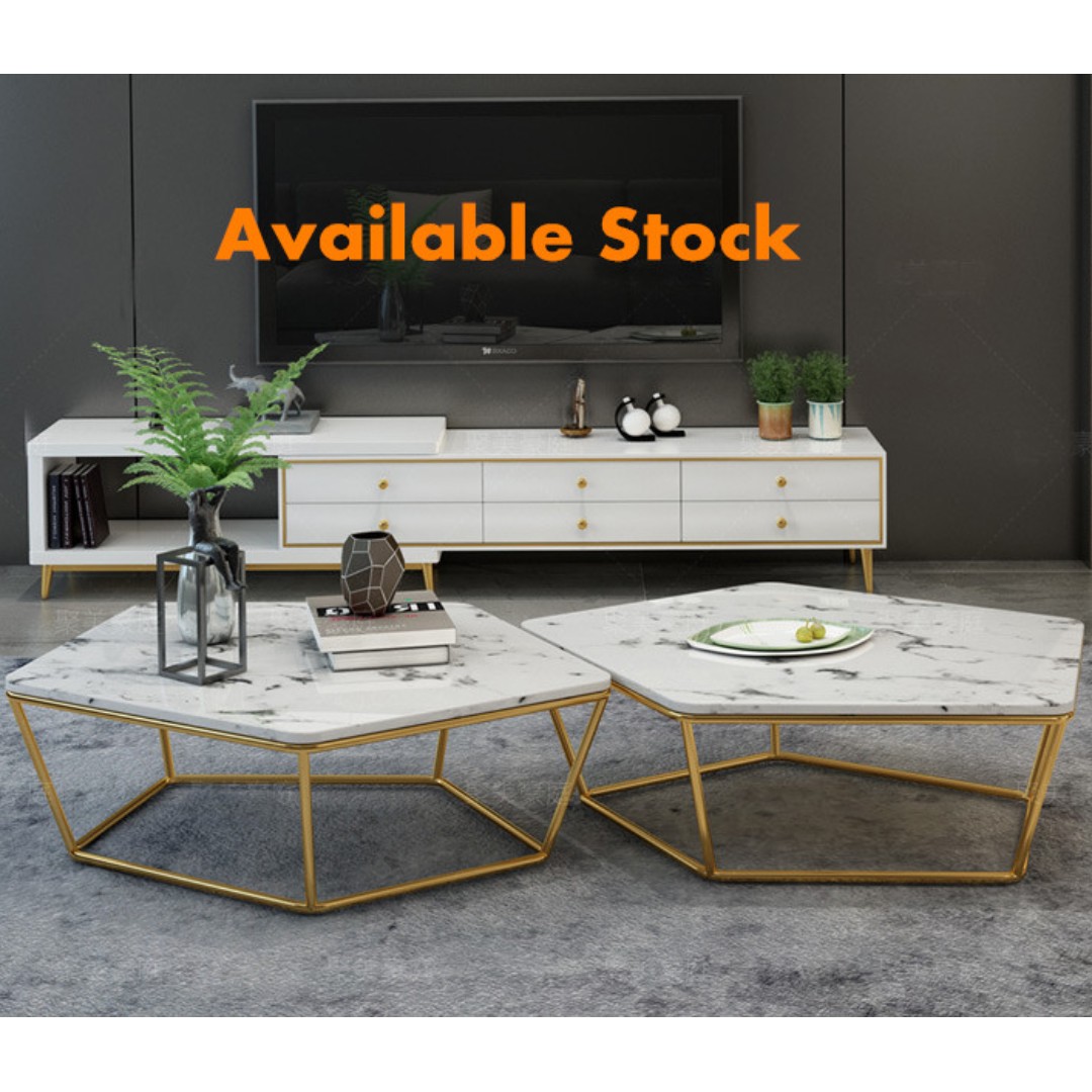Instock Marble Pentagon Coffee Table, Furniture & Home Living ...