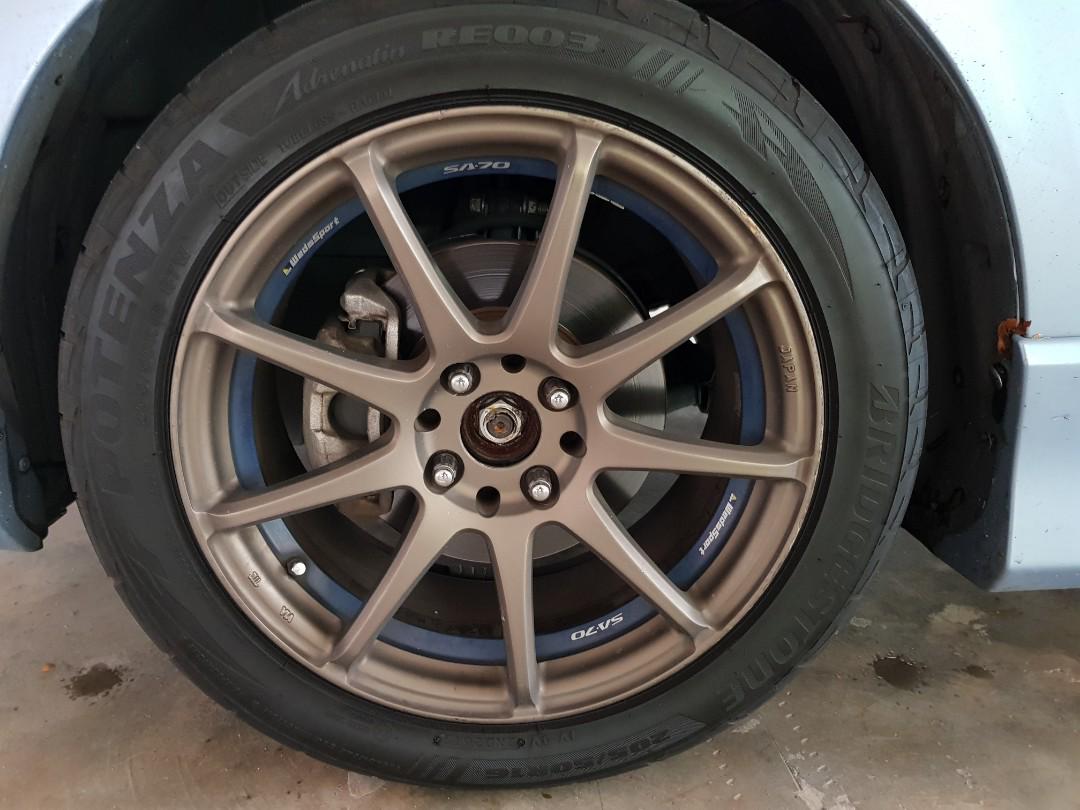 Wedssport SA70 16" Rims + Bridgestone Potenza RE003 Tyres, Car ...