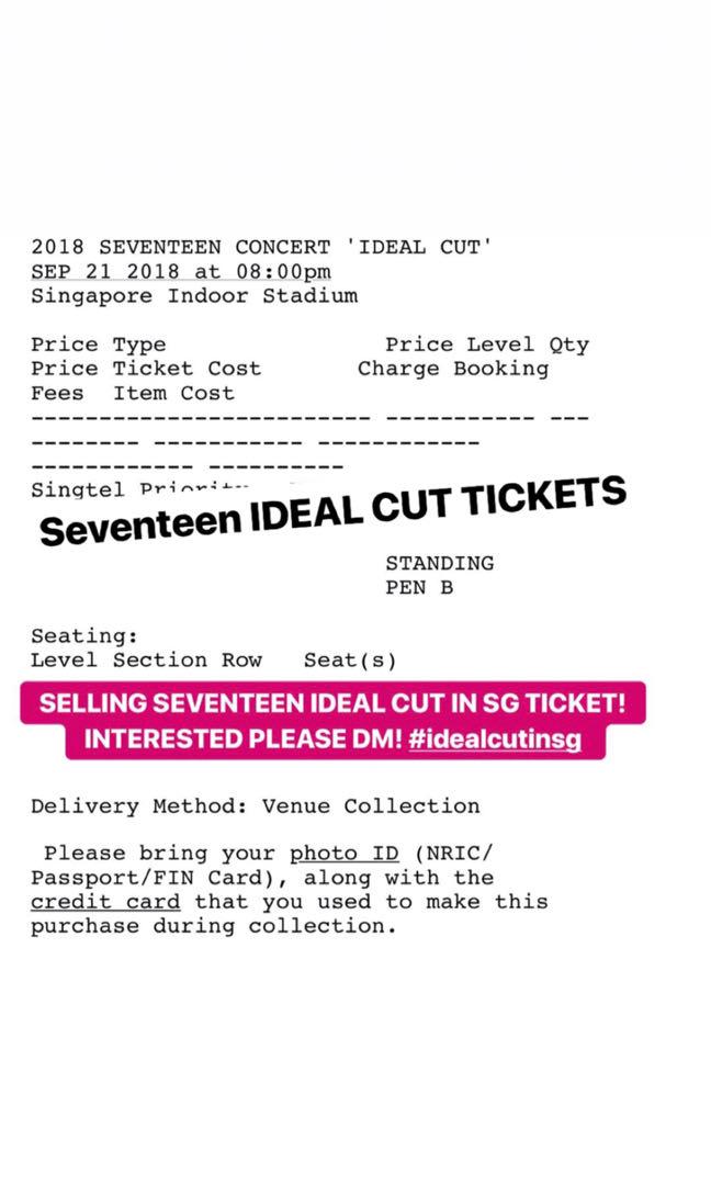 WTS SEVENTEEN IDEAL CUT CONCERT VIP STANDING TICKETS, Hobbies & Toys ...