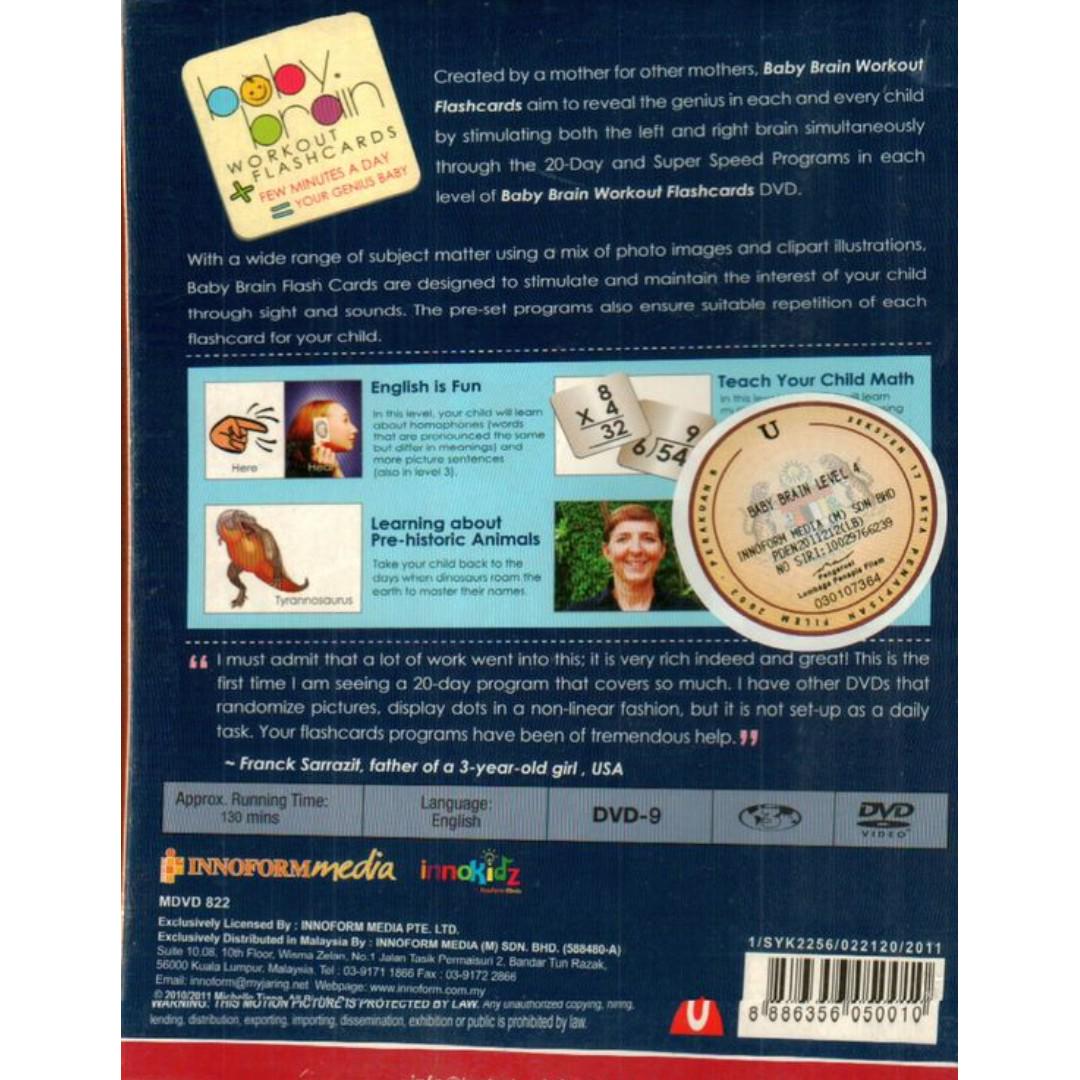 Baby Brain Workout Flashcards Level 4 DVD, Hobbies & Toys, Music & Media, CDs & DVDs on Carousell