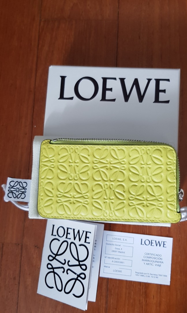 LOEWE yellow anagram coin card holder, Women's Fashion, Bags & Wallets ...