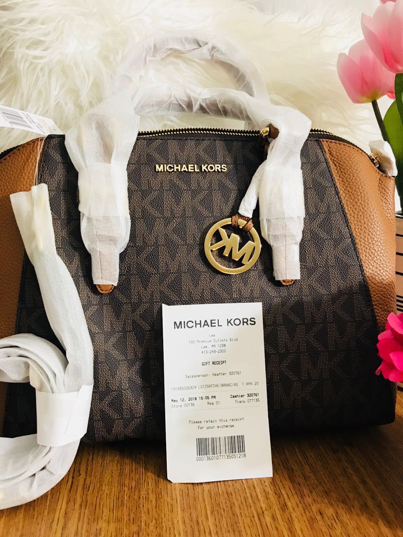 Michael Kors Large Vanilla Acorn Leather Ciara Satchel Crossbody Bag ...