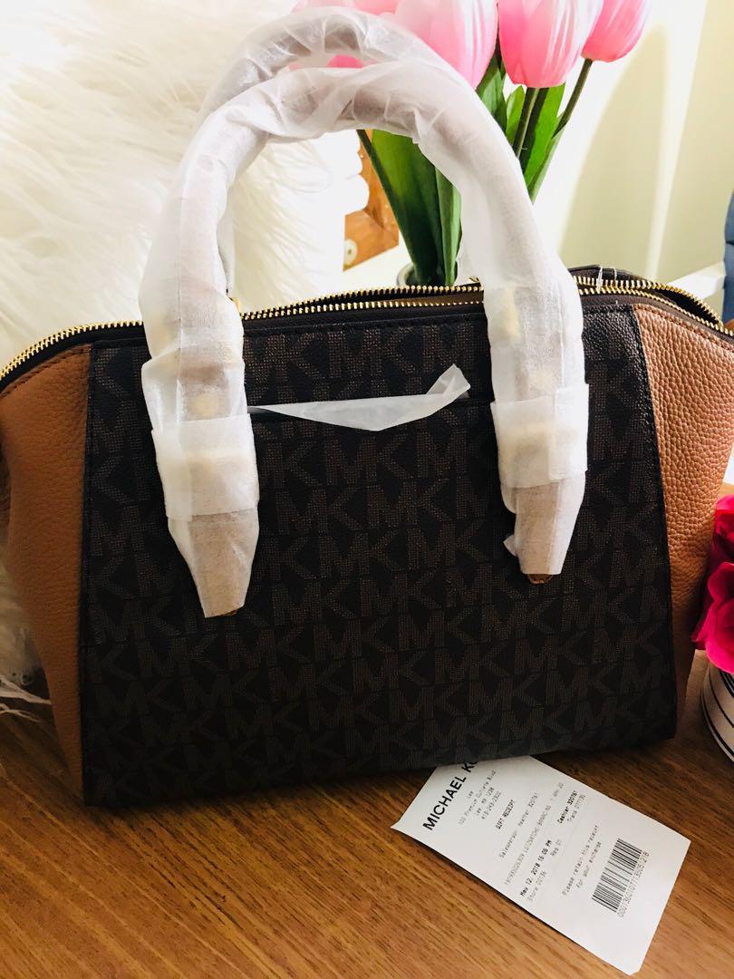 Michael Kors Large Vanilla Acorn Leather Ciara Satchel Crossbody Bag ...