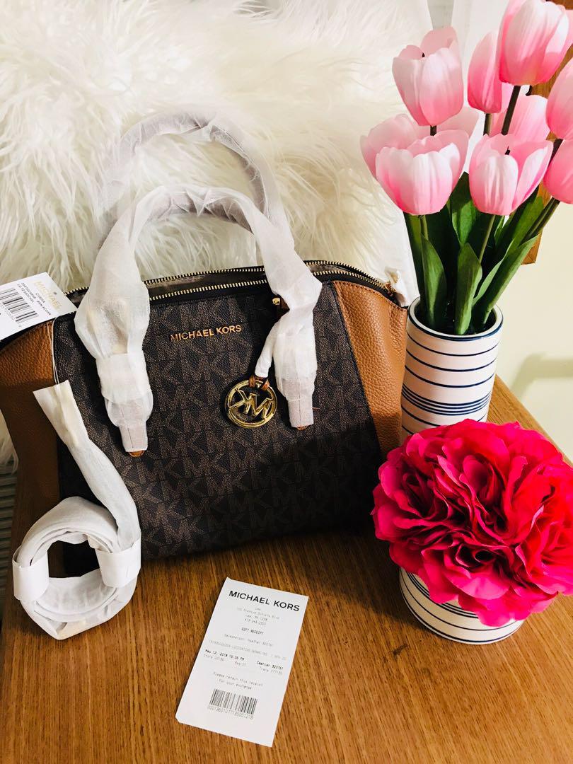 Michael Kors Large Vanilla Acorn Leather Ciara Satchel Crossbody Bag ...