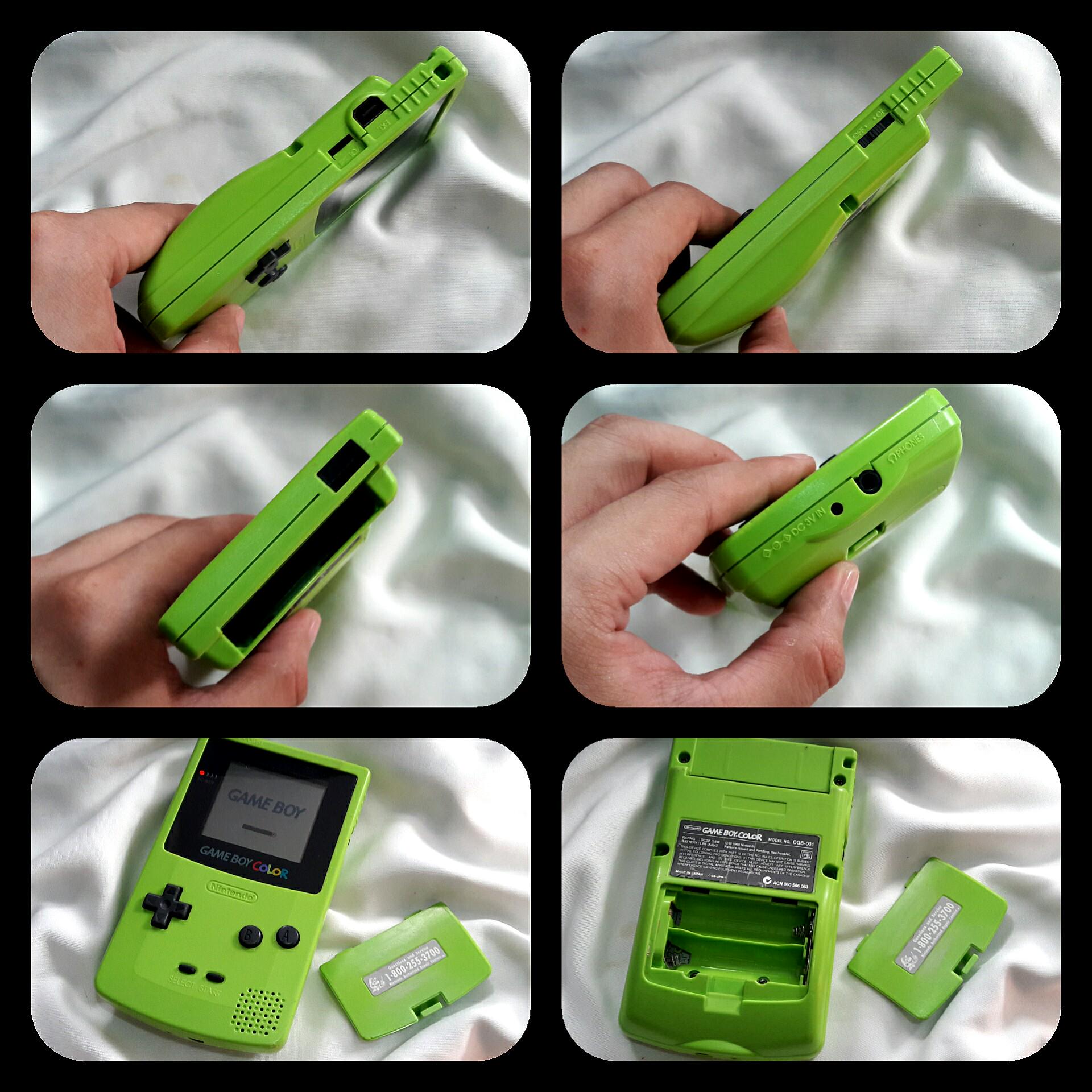 Neon Green Nintendo Gameboy Color GBC with Battery Cover 4 Game Carts ...