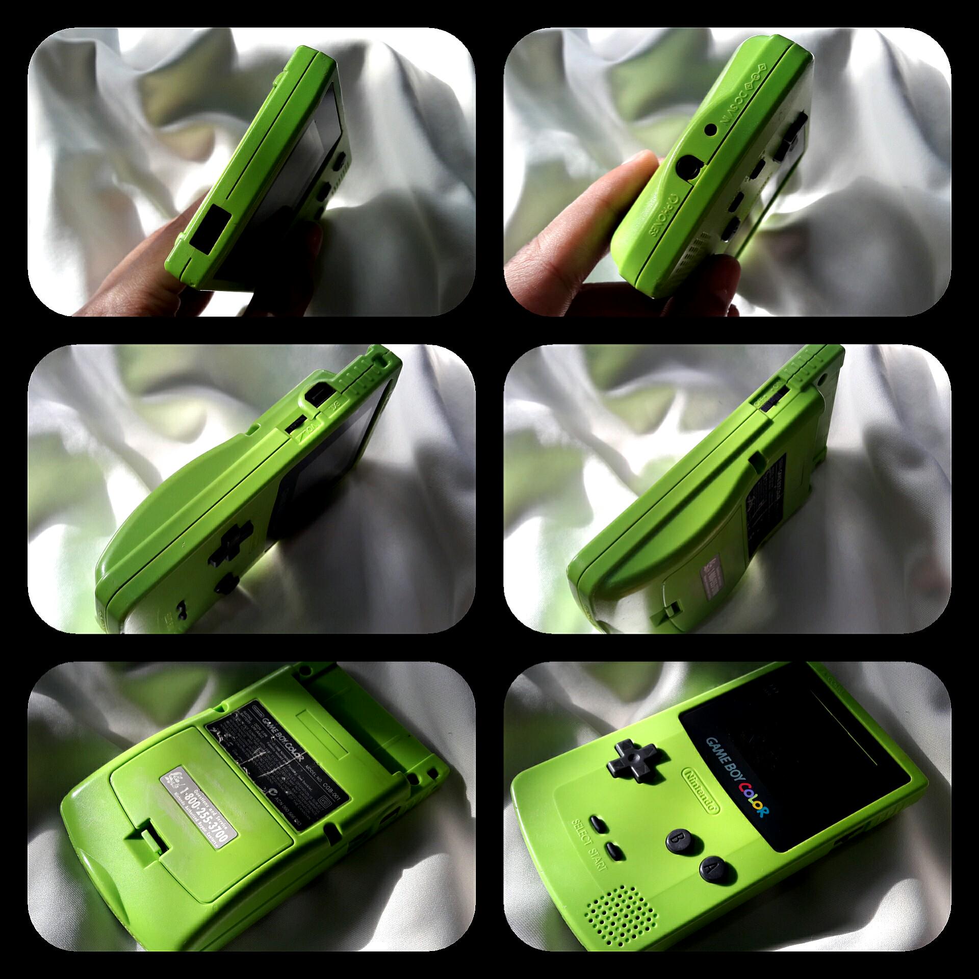 Neon Green Nintendo Gameboy Color GBC with Battery Cover 4 Game Carts ...