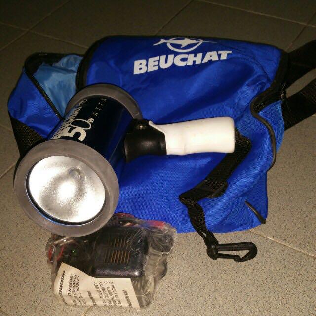 Diving, Fishing, BEUCHAT underwater torch, RECHARGEABLE, 50W, Sports ...