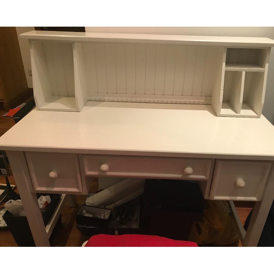 White Study Desk With Drawers and Chair in Good Condition, Furniture ...