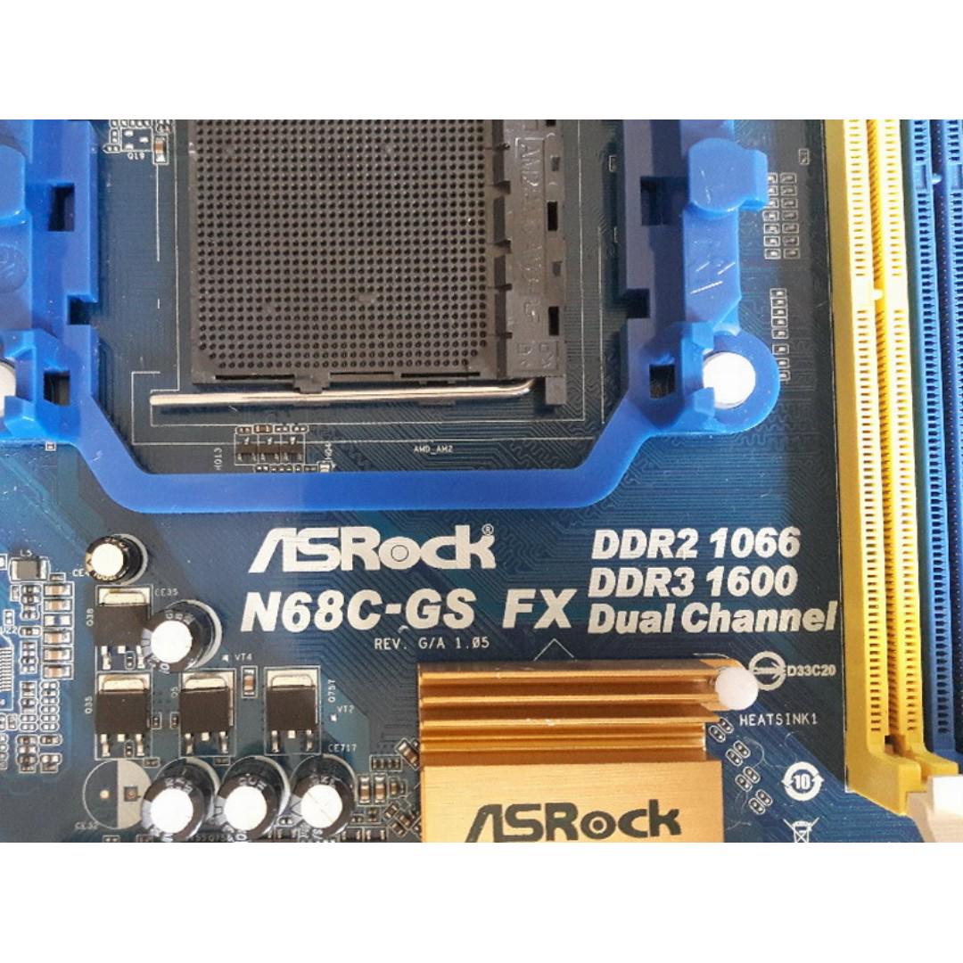 華擎 N68C-GS FX 主機板、記憶體支援DDR2、DDR3(禁混插)、支援FX與六核心處理器、附擋板, 電腦及科技產品, 電腦在旋轉拍賣