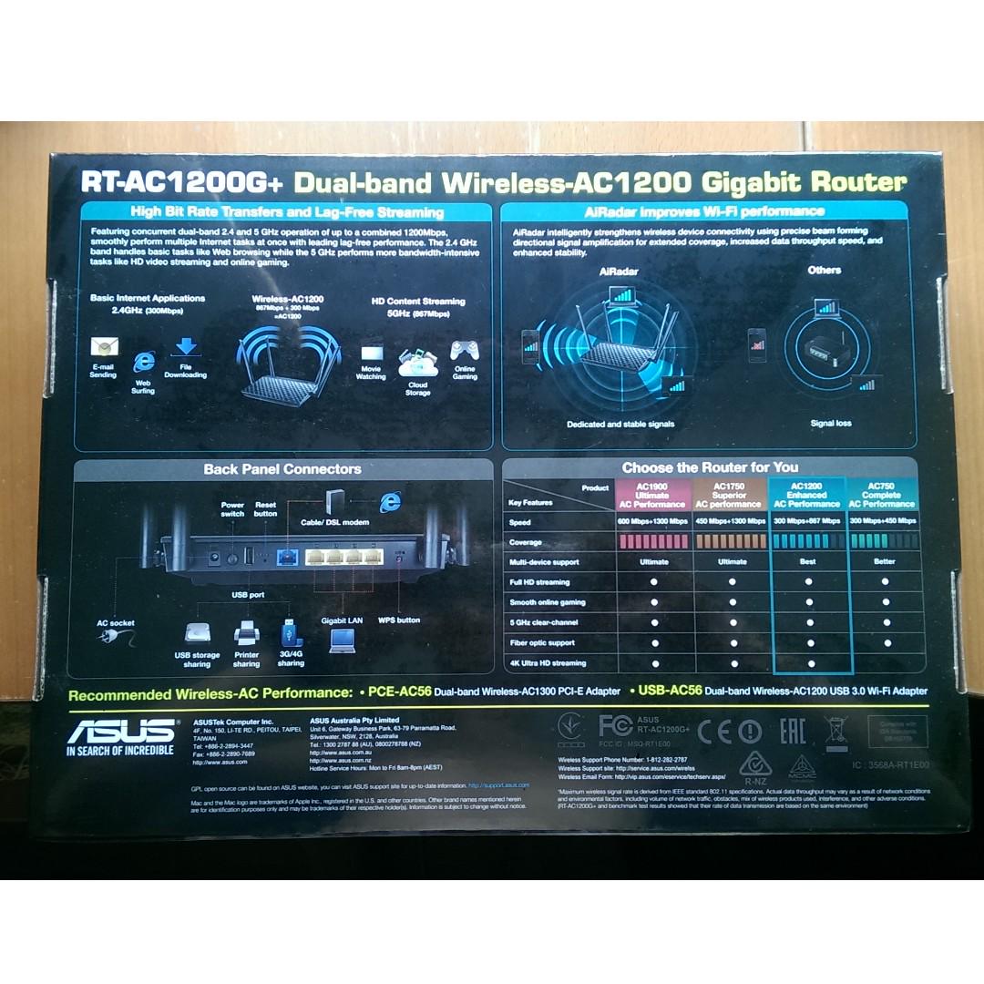 Asus RT-AC 1200G+ 802.11ac Dual Band Router, Computers & Tech, Parts ...