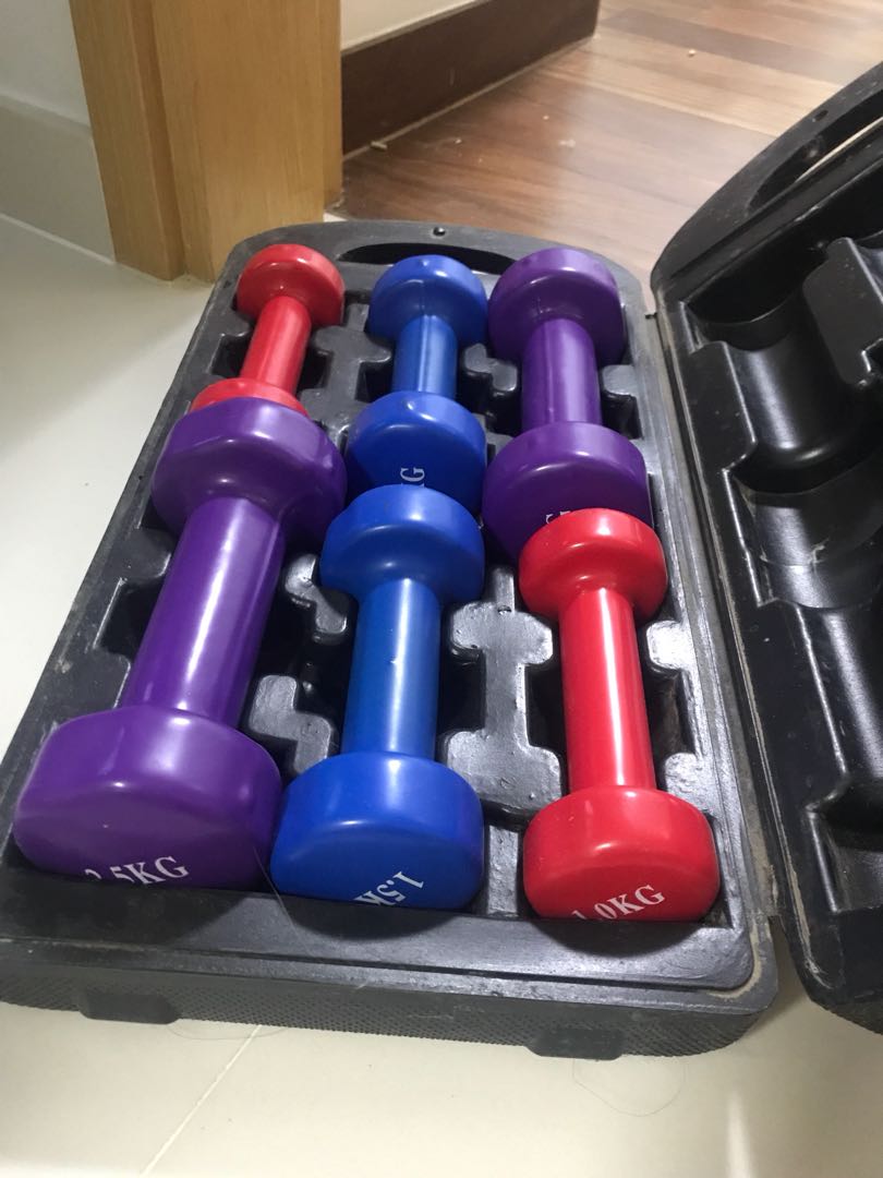 Dumbbell set (1kg, 1.5kg, 2.5kg), Sports Equipment, Exercise & Fitness, Weights & Dumbbells on ...