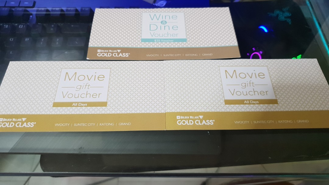 Gv gold class + food voucher, Tickets & Vouchers, Vouchers on Carousell