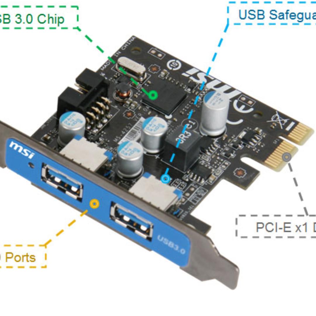 MSI USB-3 Star PCI-E expansion card, Computers & Tech, Parts & Accessories, Networking on Carousell
