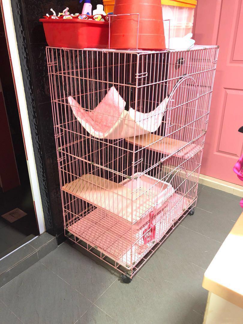 Pink Cat Cage, Pet Supplies, Homes & Other Pet Accessories on Carousell