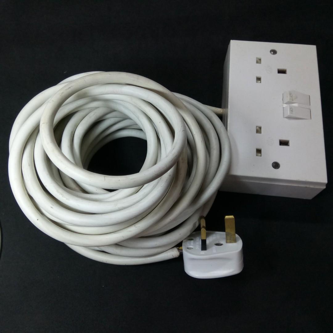 12m Extension 3-core Power Cable with Switch Socket, TV & Home ...