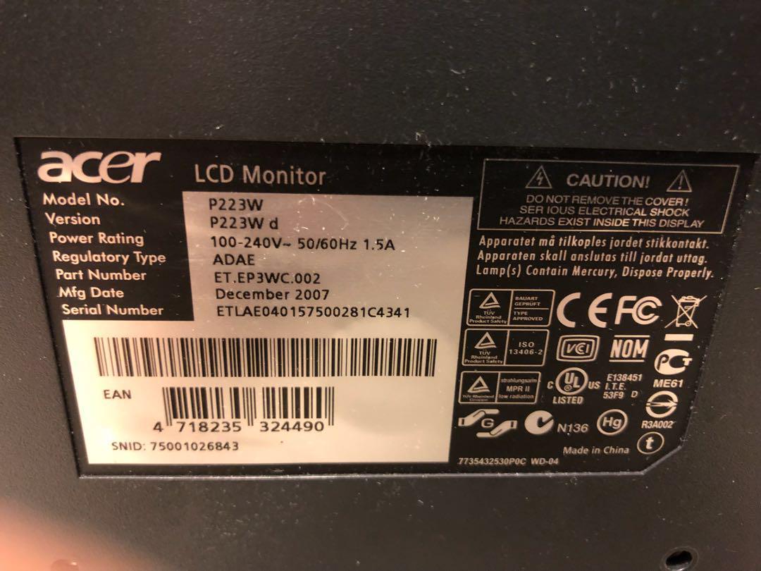 22’in Acer Desktop Monitor, Computers & Tech, Parts & Accessories ...