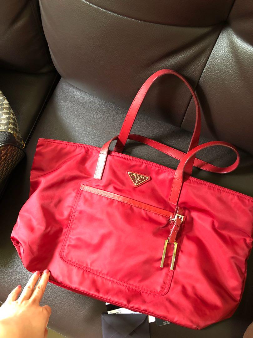 Prada BR4339 Vela Cerise Red, Luxury, Bags & Wallets on Carousell
